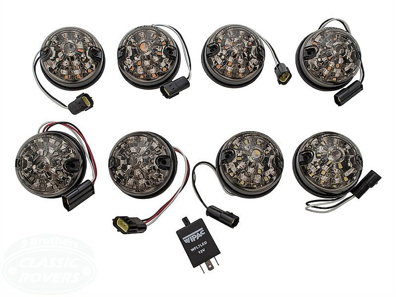 Wipac LED Smoked Light Kit 8 Lamps Euro, LED Flasher, SS Screw — 3 ...